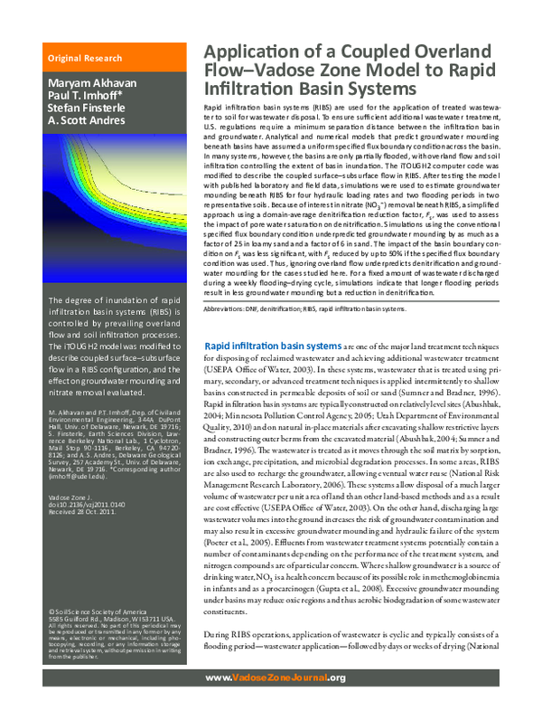 (PDF) Application of a Coupled Overland Flow–Vadose Zone Model to Rapid ...
