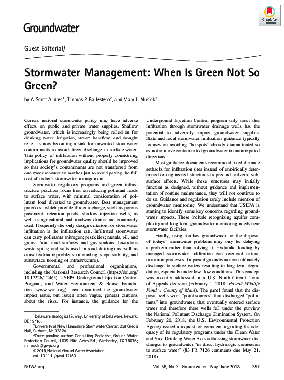 (PDF) Stormwater Management: When Is Green Not So Green?