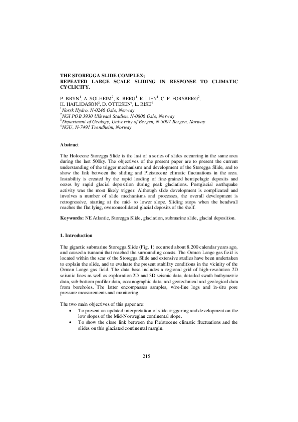 (PDF) The Storegga Slide Complex; Repeated Large Scale Sliding in ...