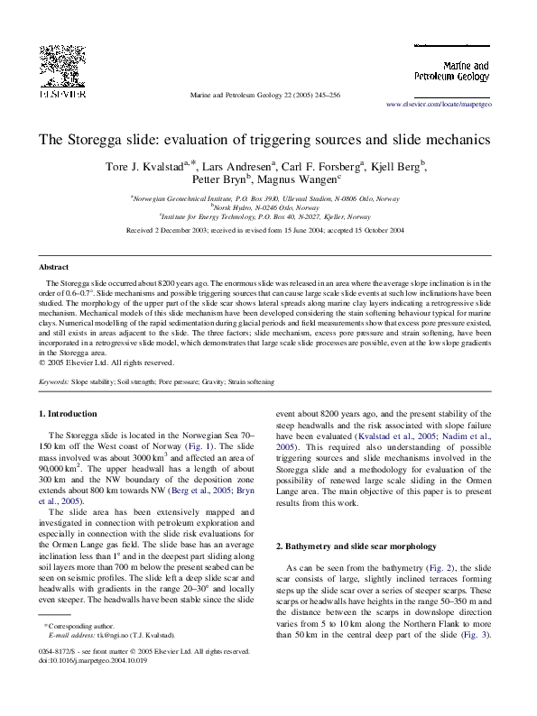 (PDF) The Storegga slide: evaluation of triggering sources and slide ...