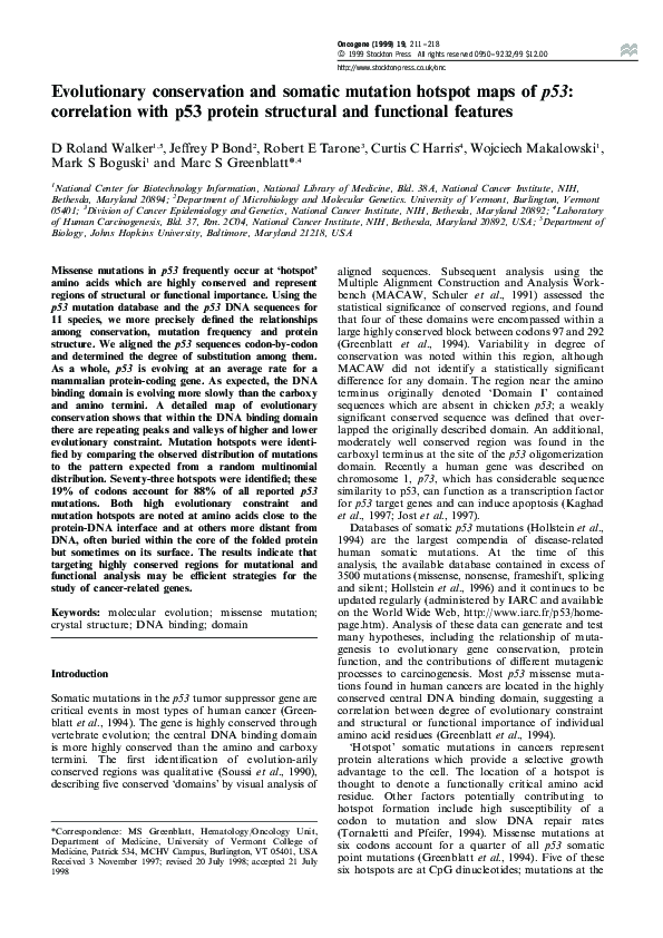 (PDF) Evolutionary conservation and somatic mutation hotspot maps of ...