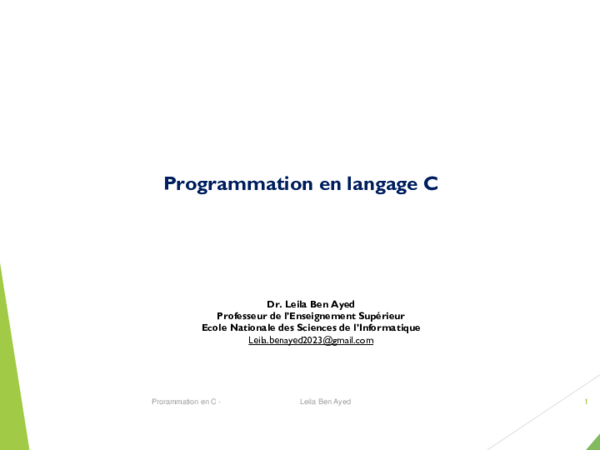 (PDF) Programmation en langage C