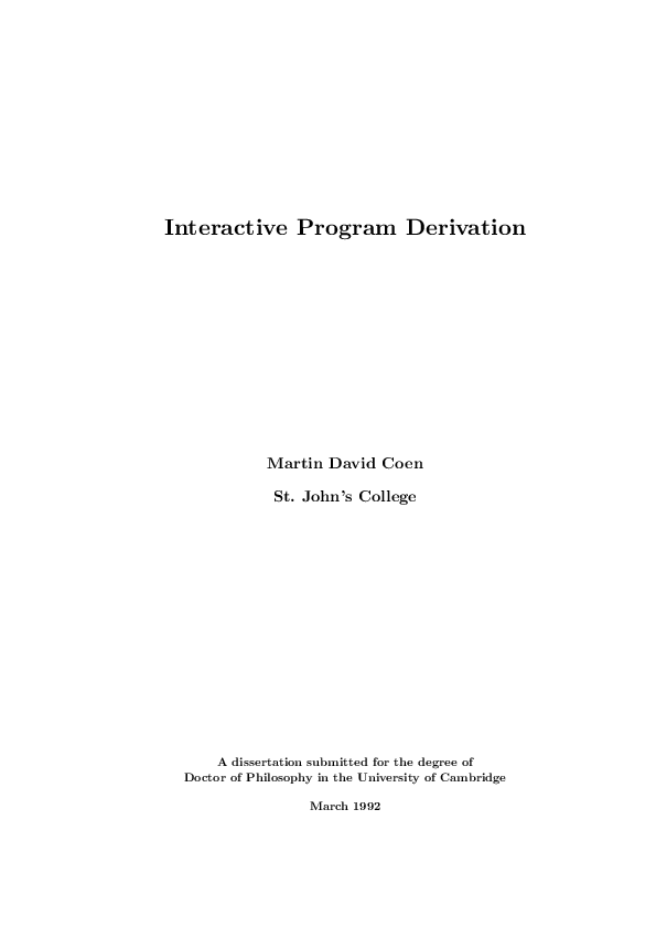 (PDF) Interactive program derivation