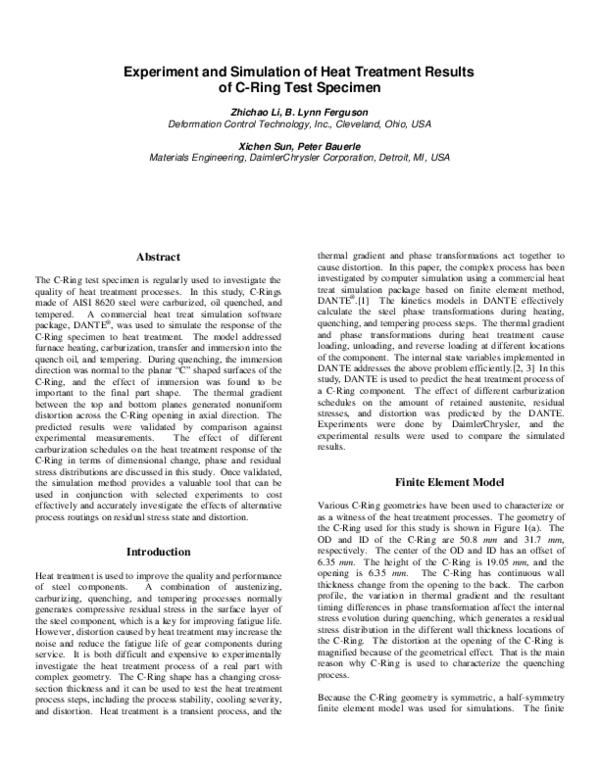 (PDF) Experiment and Simulation of Heat Treatment Results of C-Ring ...
