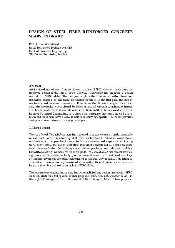 (PDF) Design of steel fibre reinforced concrete slabs on grade