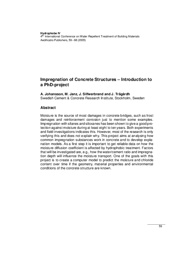 (PDF) Impregnation of concrete structures - introduction to a PhD-project