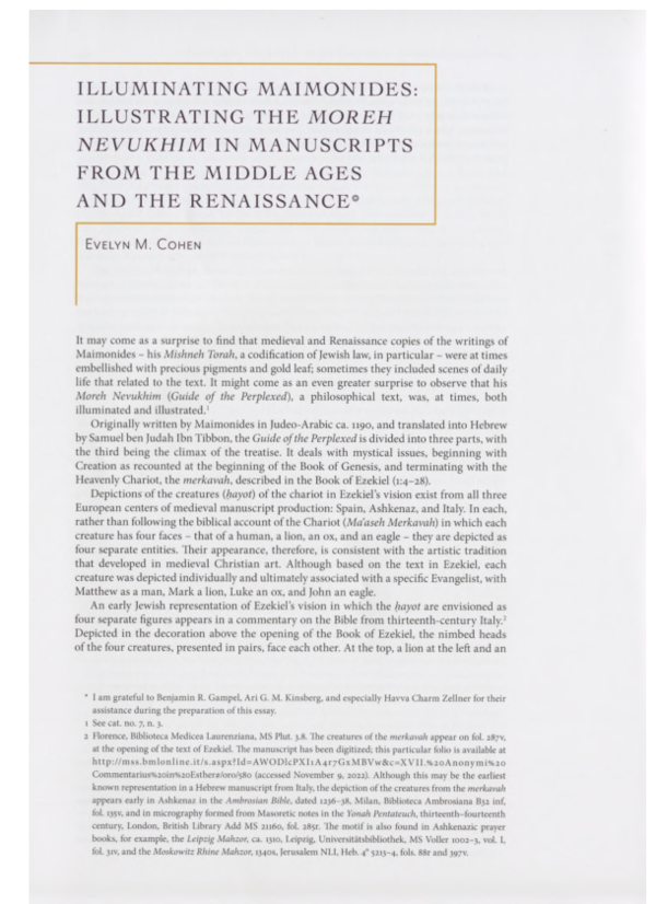 (PDF) Evelyn M. Cohen, “Illuminating Maimonides: Illustrating the Moreh ...