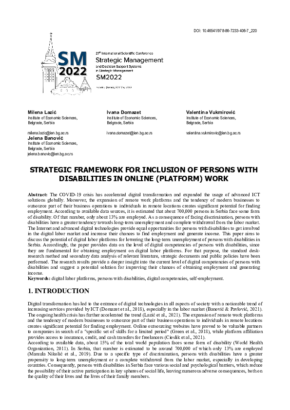(PDF) Strategic Framework for Inclusion of Persons with Disabilities in ...