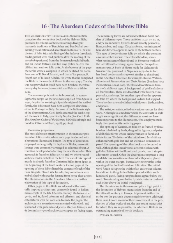 (PDF) Evelyn M. Cohen, “The Aberdeen Codex of the Hebrew Bible,” in ...