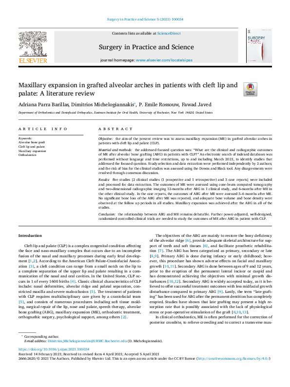 (PDF) Maxillary expansion in grafted alveolar arches in patients with cleft lip and palate: A ...