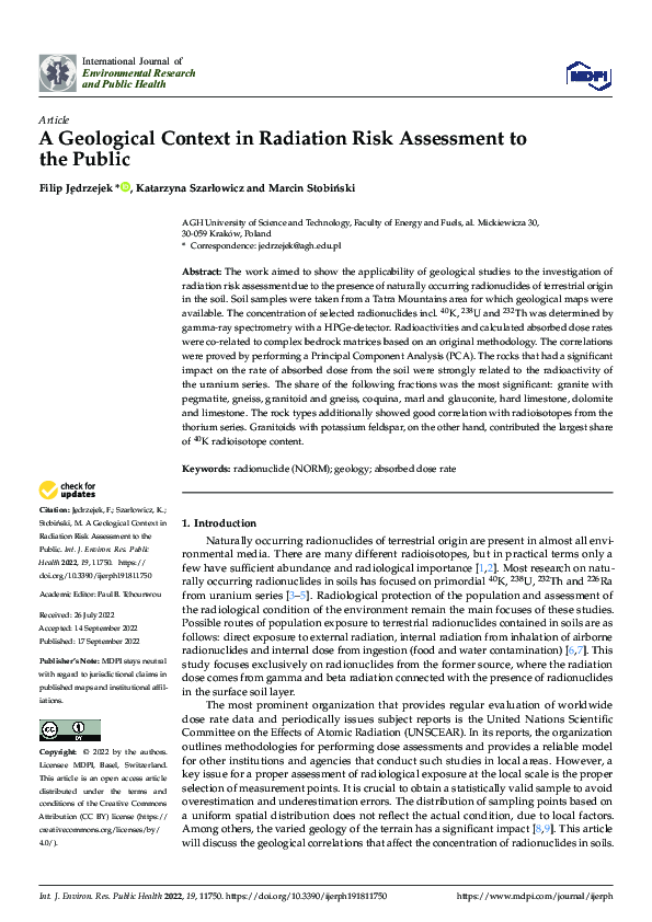 (PDF) A Geological Context in Radiation Risk Assessment to the Public