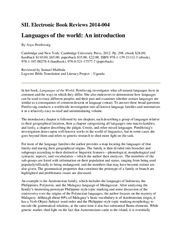 (PDF) Languages of the World