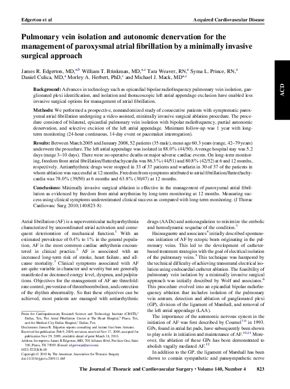 (PDF) Pulmonary vein isolation and autonomic denervation for the ...