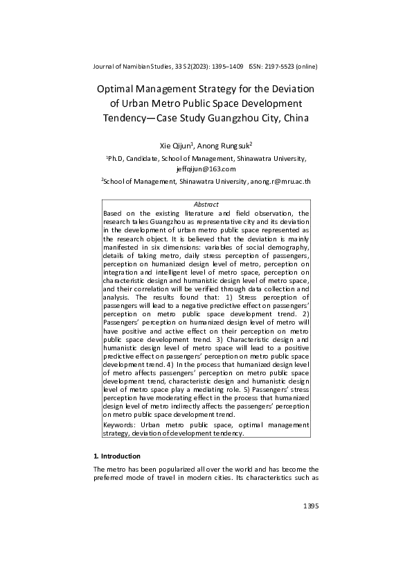 (PDF) Optimal Management Strategy for the Deviation of Urban Metro ...