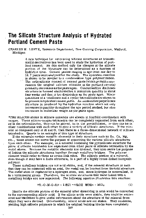 (PDF) The Silicate Structure Analysis of Hydrated Portland Cement Paste