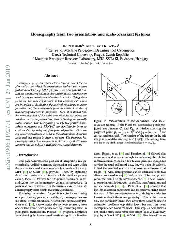 (PDF) Homography From Two Orientation- and Scale-Covariant Features
