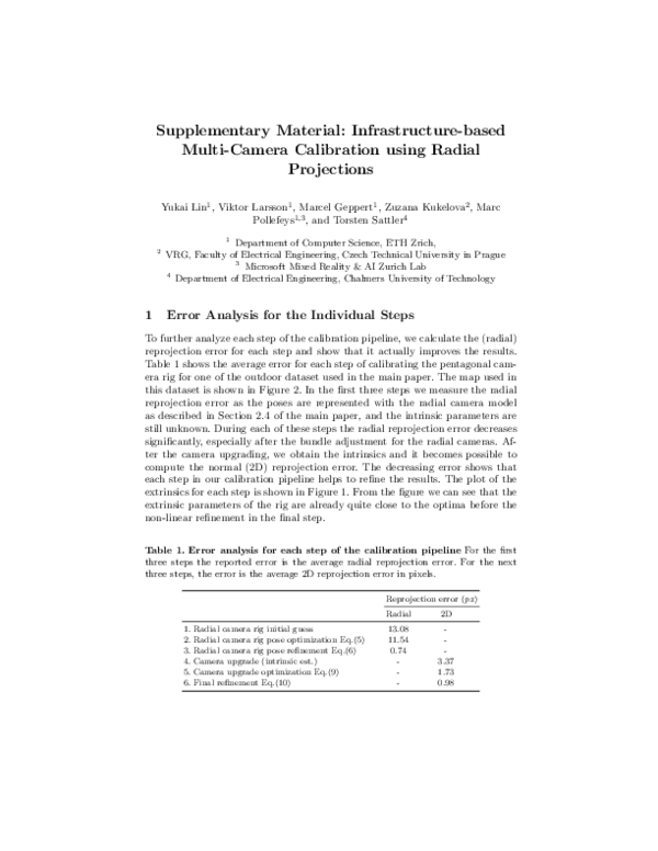 (PDF) Infrastructure-Based Multi-camera Calibration Using Radial Projections