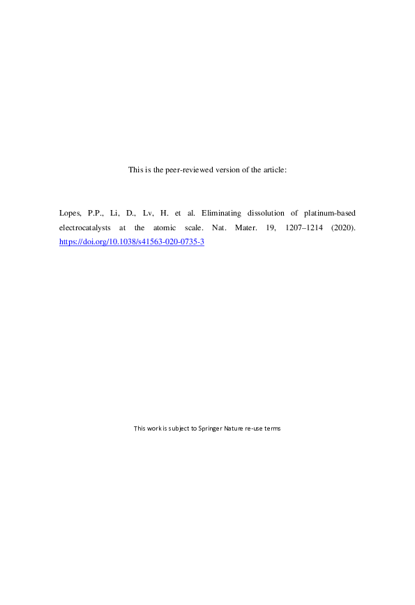(PDF) Eliminating Dissolution of Pt-based Electrocatalysts at the ...
