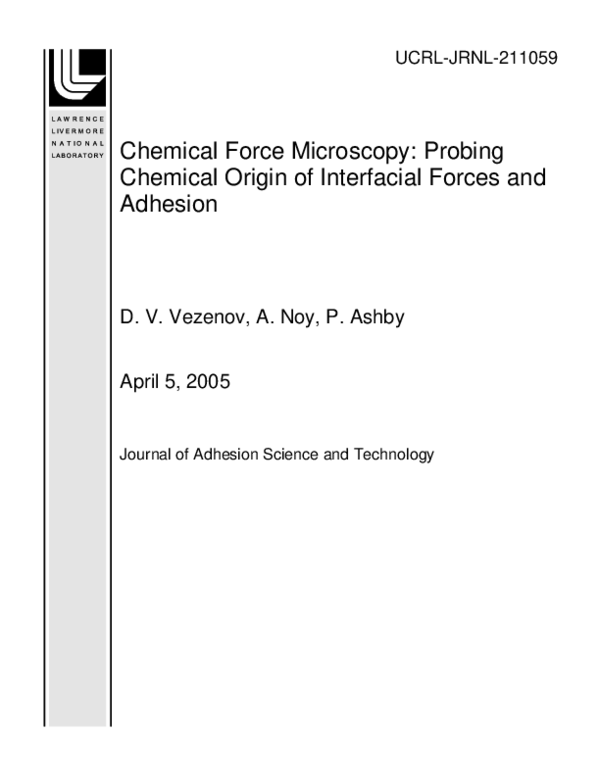 (PDF) Chemical force microscopy: probing chemical origin of interfacial ...
