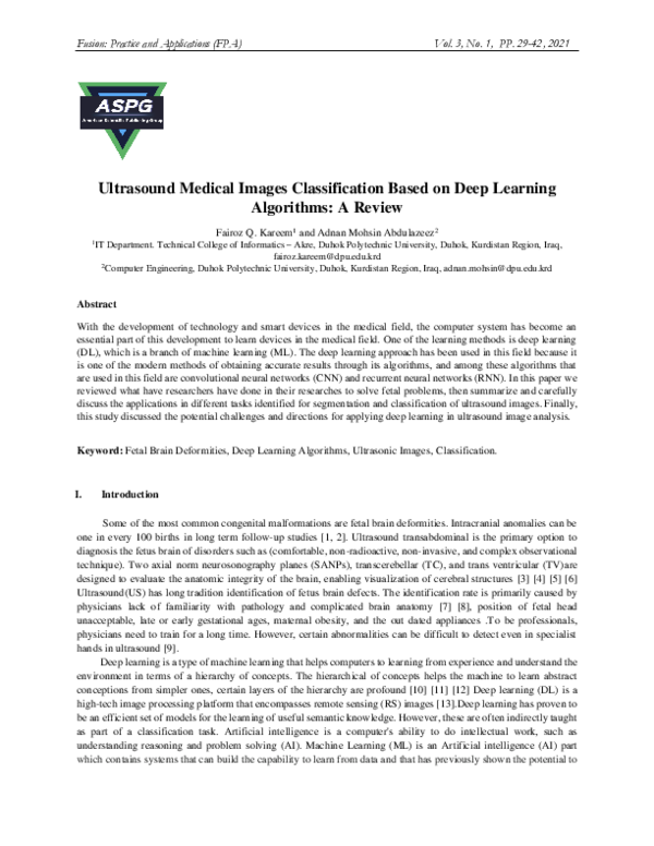 (PDF) Ultrasound Medical Images Classification Based on Deep Learning Algorithms: A Review