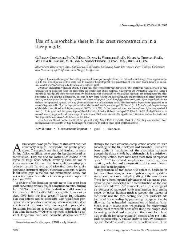 (PDF) Use of a resorbable sheet in iliac crest reconstruction in a ...