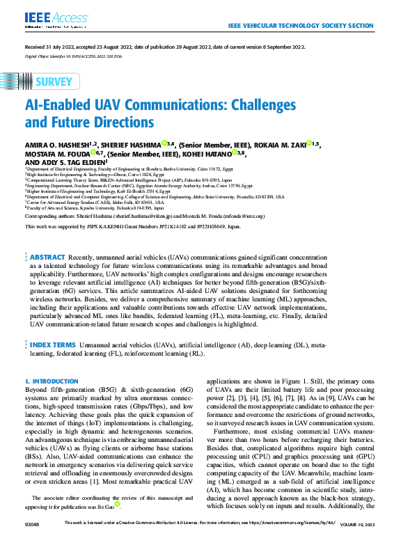 (PDF) AI-Enabled UAV Communications: Challenges and Future Directions