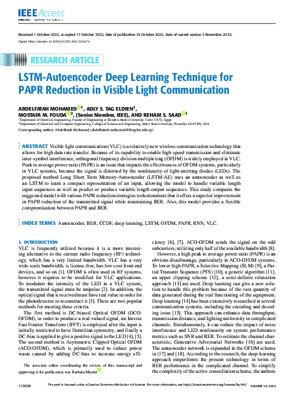 (PDF) LSTM-Autoencoder Deep Learning Technique for PAPR Reduction in ...