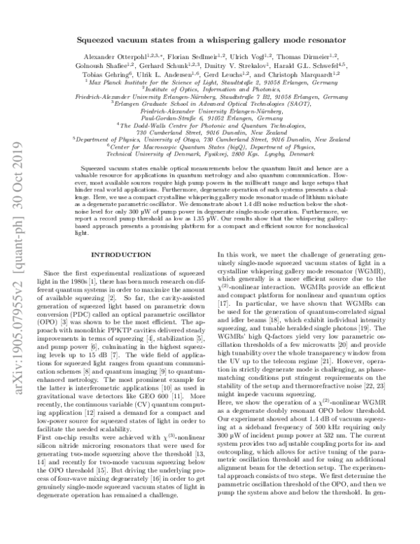 (PDF) Squeezed vacuum states from a whispering gallery mode resonator