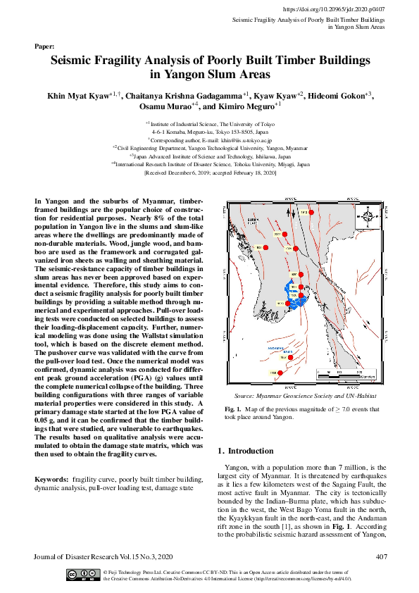 (PDF) Seismic Fragility Analysis of Poorly Built Timber Buildings in Yangon Slum Areas