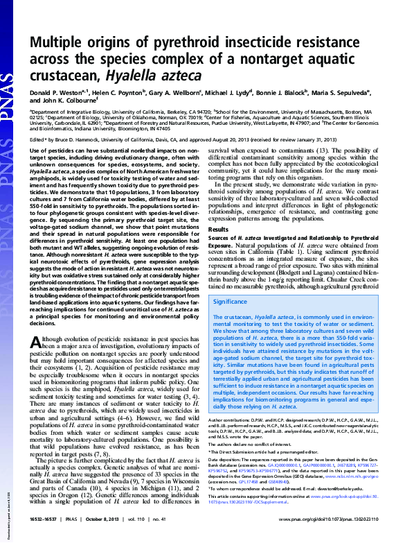 (PDF) Multiple origins of pyrethroid insecticide resistance across the ...