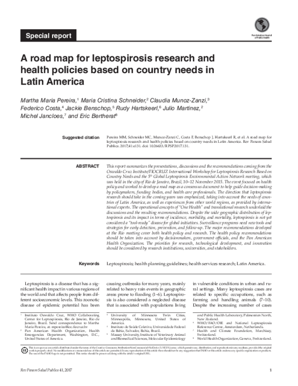 (PDF) A road map for leptospirosis research and health policies based ...