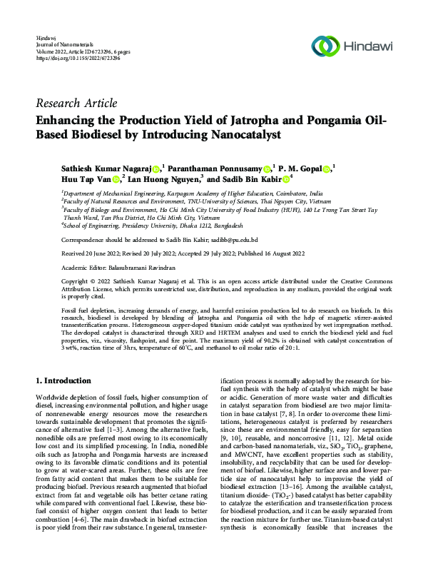 (PDF) Enhancing the Production Yield of Jatropha and Pongamia Oil-Based ...