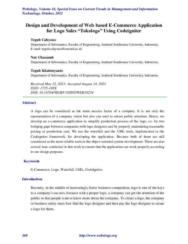 (PDF) Design and Development of Web based E-Commerce Application for Logo Sales “Tokologo” Using ...