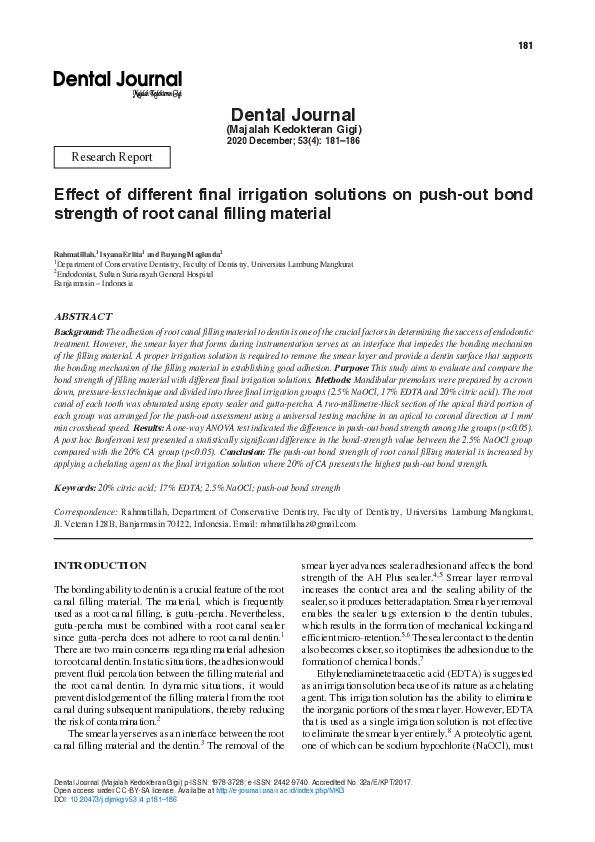 (PDF) Effect of different final irrigation solutions on push-out bond ...