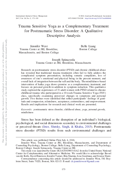 (PDF) Trauma sensitive yoga as a complementary treatment for ...