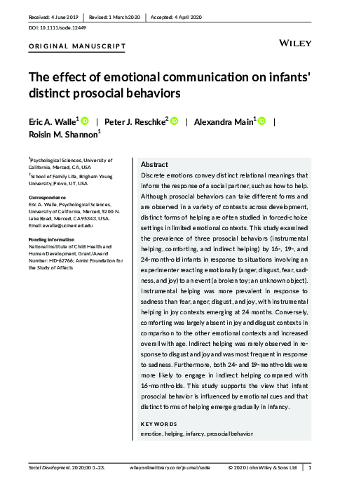 (PDF) The effect of emotional communication on infants' distinct ...