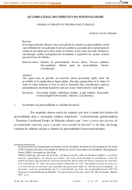 (PDF) General overview of the personality rights