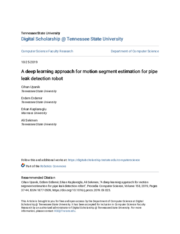 Pdf A Deep Learning Approach For Motion Segment Estimation For Pipe Leak Detection Robot