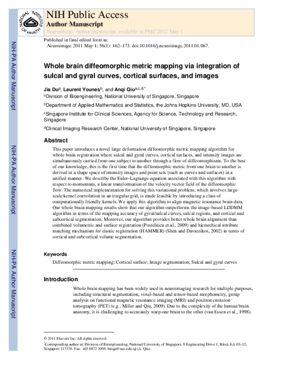 (PDF) Whole brain diffeomorphic metric mapping via integration of ...