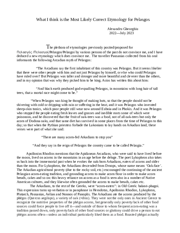 (PDF) What I think is the Most Likely Correct Etymology for Pelasgos