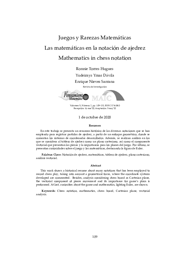 (PDF) Las matemáticas en la notación de ajedrez