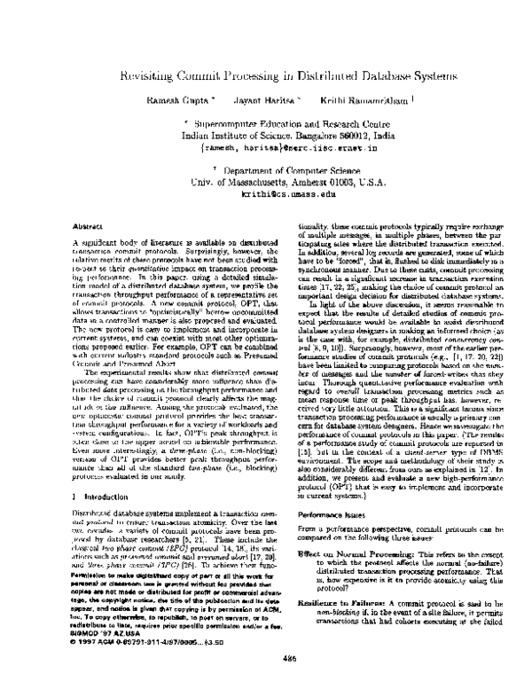 (PDF) Revisiting commit processing in distributed database systems