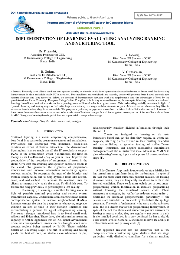 (PDF) Implementation of Learning Evaluating Analyzing Ranking and ...
