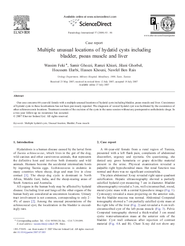 (PDF) Multiple unusual locations of hydatid cysts including bladder ...