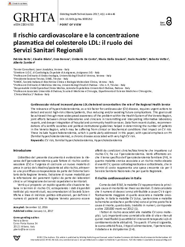 (PDF) Cardiovascular risk and increased plasma LDL cholesterol ...