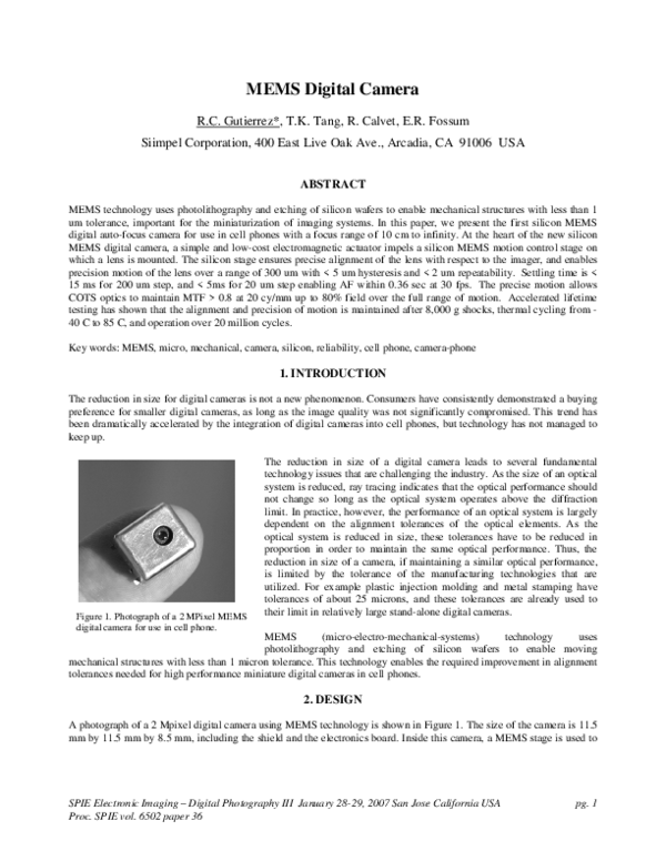 (PDF) MEMS digital camera