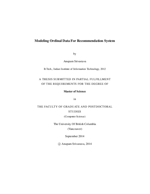 (PDF) Modeling ordinal data for recommendation system
