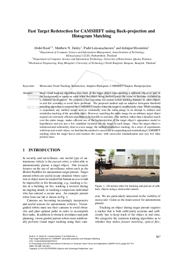 (PDF) Fast target redetection for CAMSHIFT using back-projection and ...