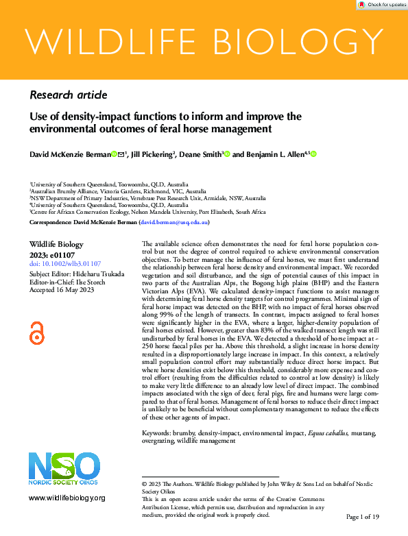 (PDF) Use of density‐impact functions to inform and improve the ...