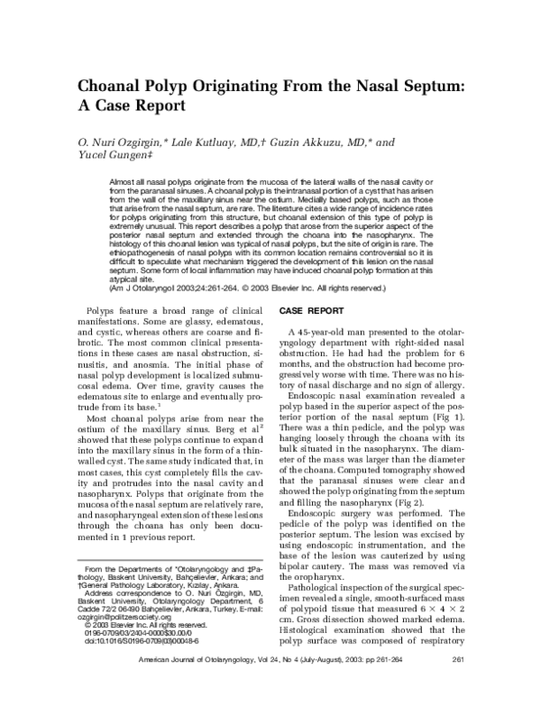 (PDF) Choanal polyp originating from the nasal septum:a case report
